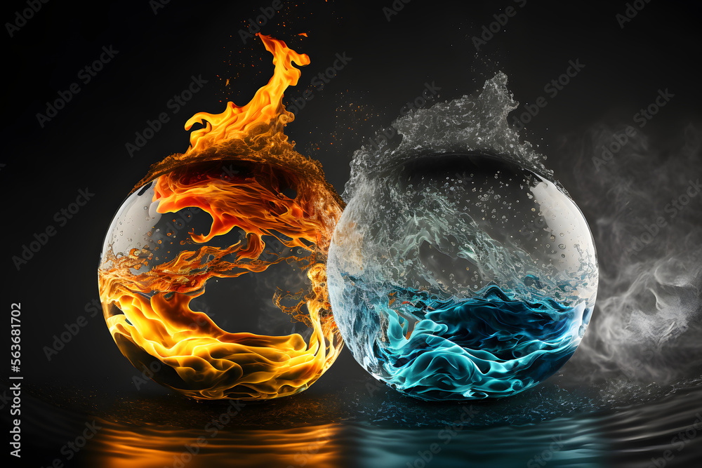 Balls of fire and water. Water vs fire. The battle of the elements ...
