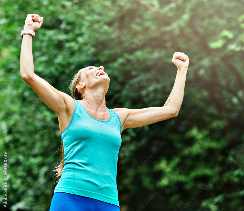 fitness woman sport exercise victory success celebration sport winning ...