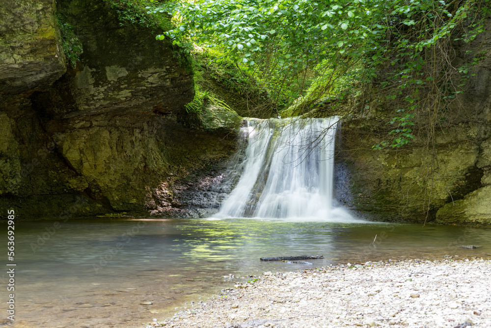 Summer, mountainous terrain, hiking trails running through the park ...