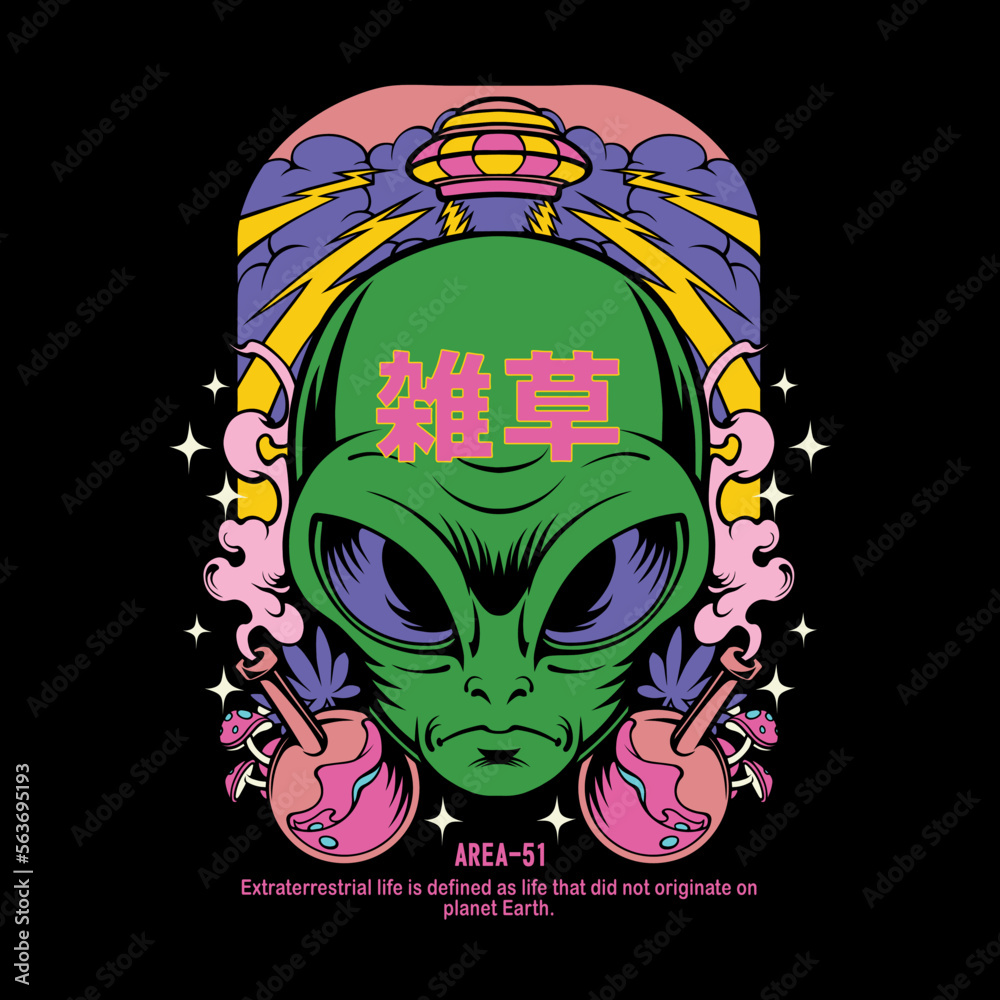 ALIEN HEAD Streetwear tshirt design Stock Vector | Adobe Stock