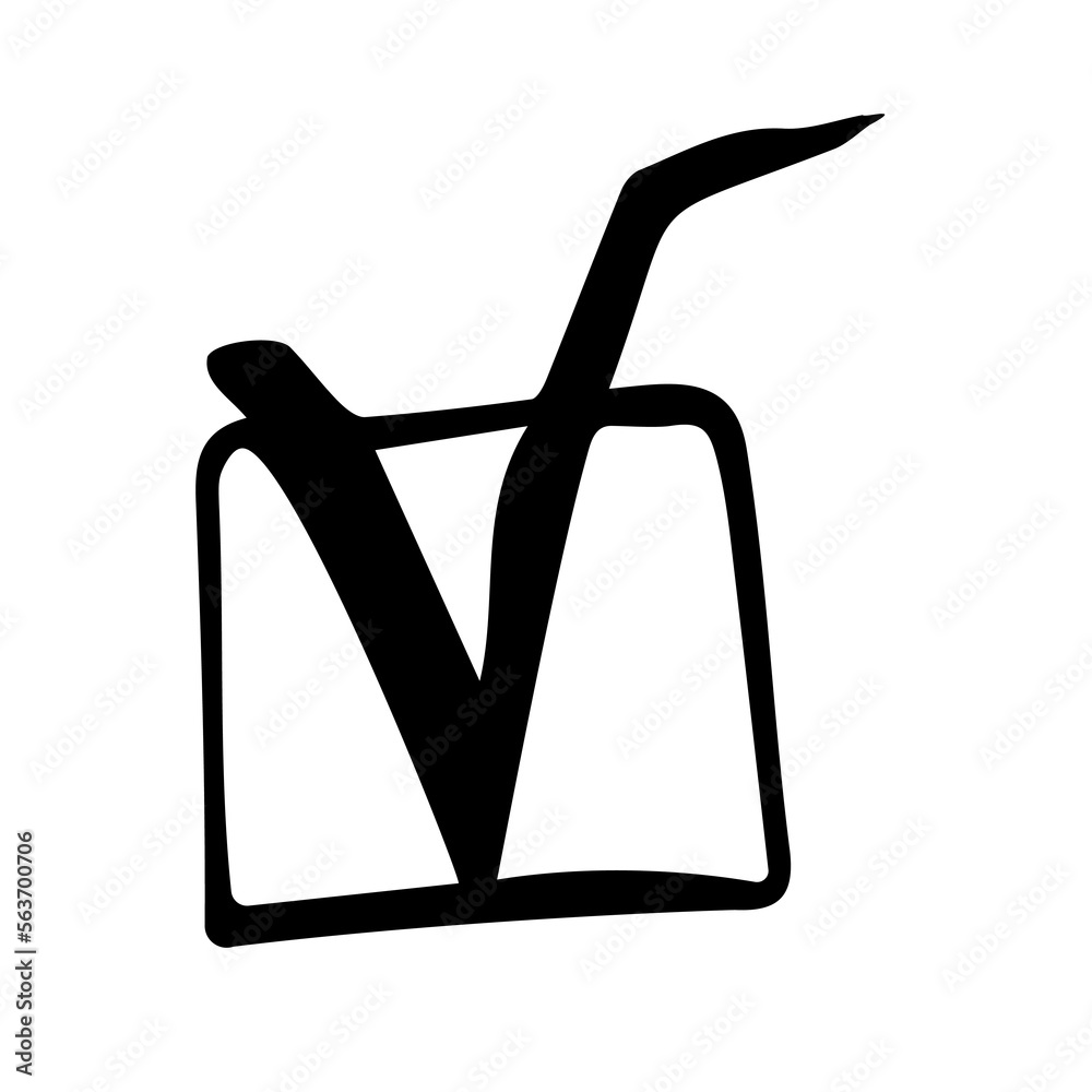 A sign of choice, consent. A tick in the box. Vector illustration hand ...