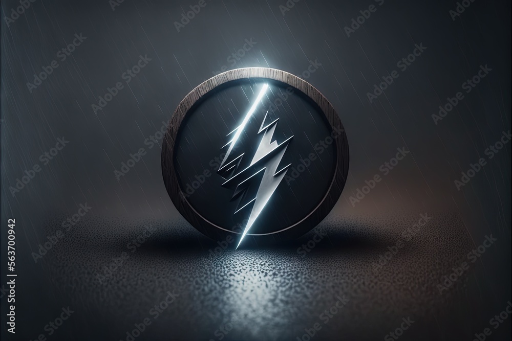a lightning bolt is shown in a dark circle with a lightening effect on ...