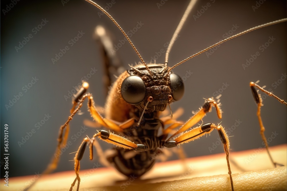 a close up of a bug on a table with a blurry background of the insect's ...
