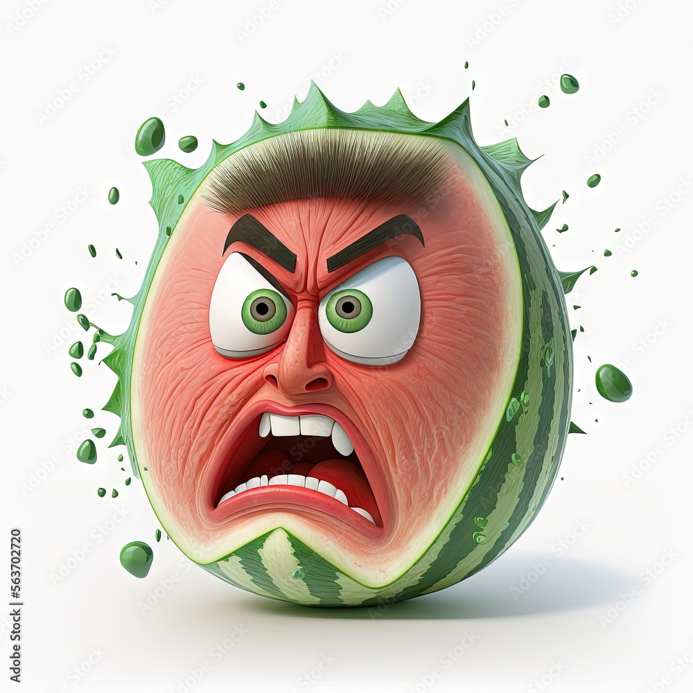 a watermelon with a face and eyes is shown in this cartoon character ...