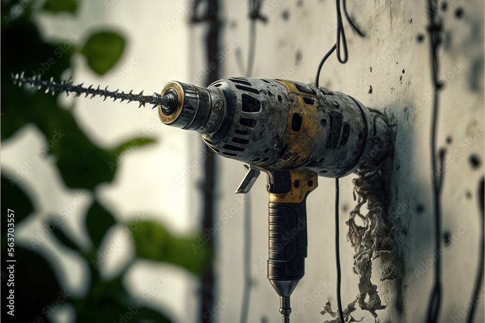 a drill is attached to a wall with a screwdriver attached to it and a ...