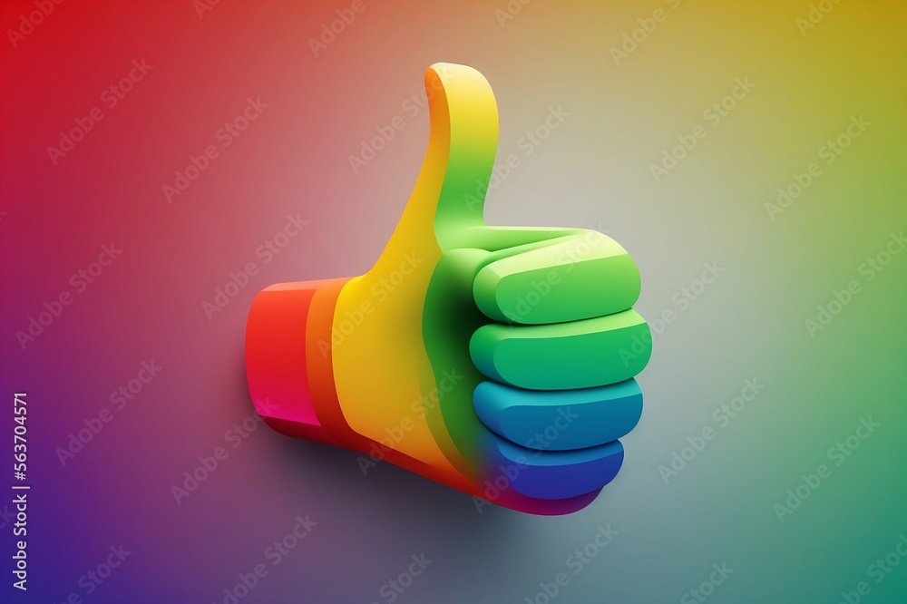 Thumbs Up Hand Emoji Icon rainow colour ,Illustration Sign. Human ...