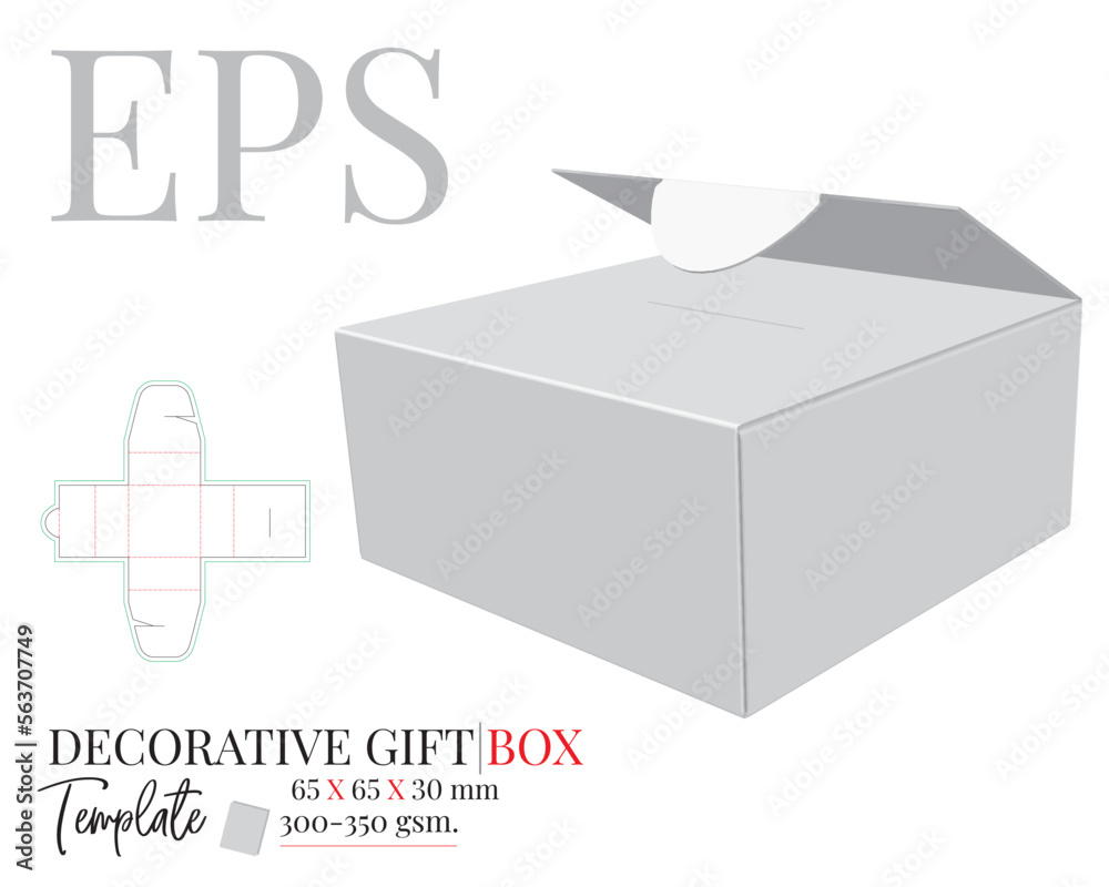 Square Box die cut template, vector. White, clear, blank, isolated Cube ...