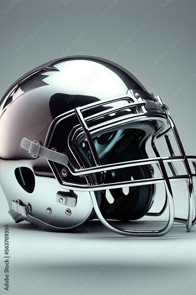 a football helmet with a silver helmet on it's side and a silver helmet ...