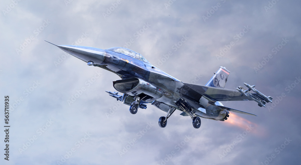 F-16 Fighting Falcon, advanced 4th generation multi-role fighter jet with cannon, air-to-air ...
