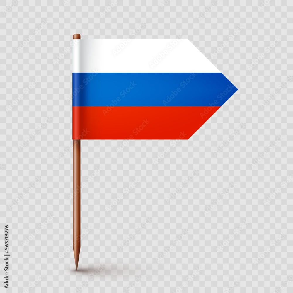 Realistic Russian toothpick flag. Souvenir from Russia. Wooden ...