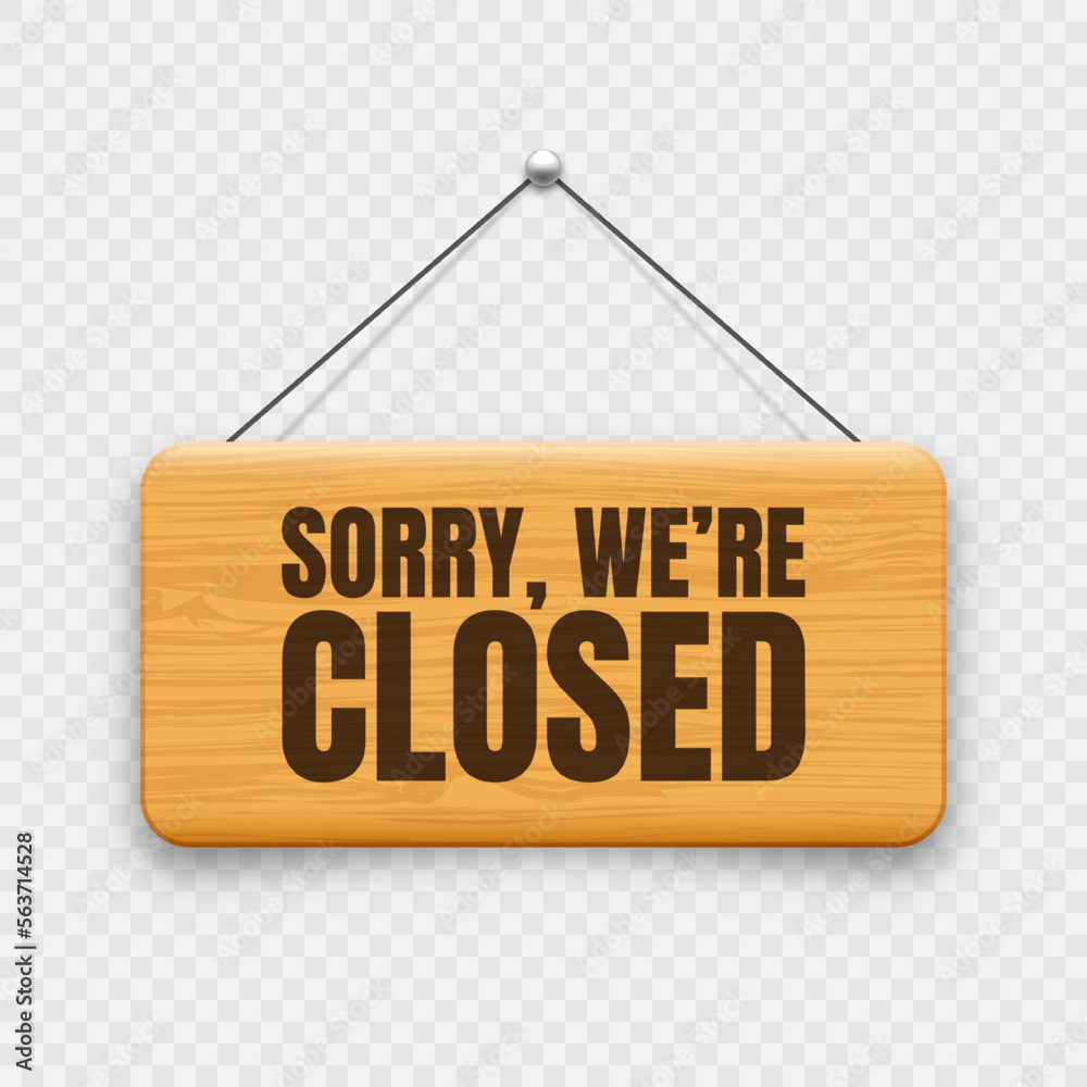 Wooden closed hanging signboard. Vintage made of wood door sign for ...