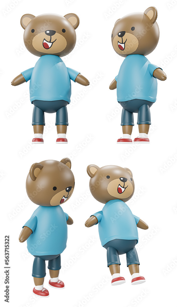 Cartoon Bear different angles transparent background high quality ...