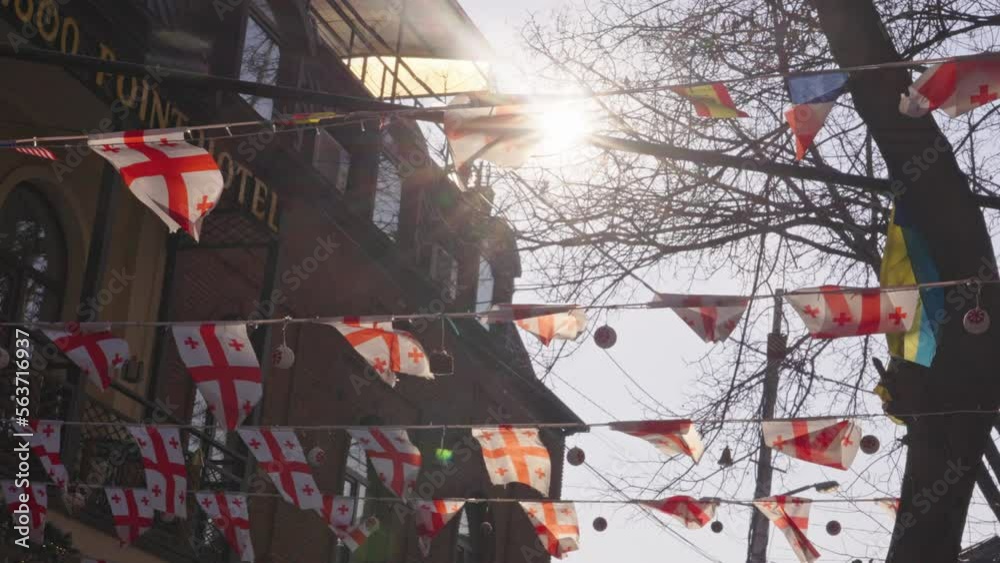 National flags of Georgia and different flags of nations in the world ...