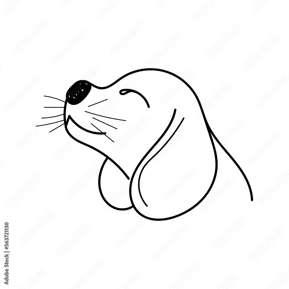 Hand drawn dog head on white background. Pet Animals illustration. Line ...
