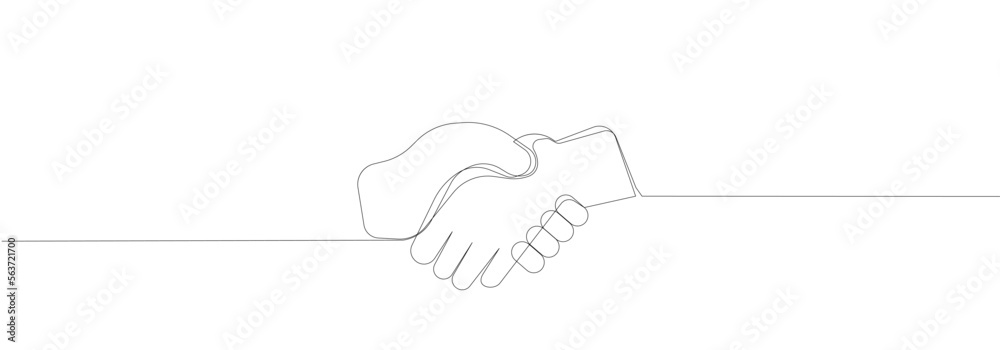 Continuous one line drawing of hand shake symbol Stock Vector | Adobe Stock