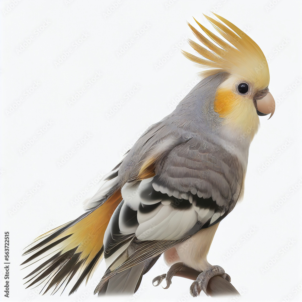 Cockatiel full body image with white background ultra realistic Stock ...