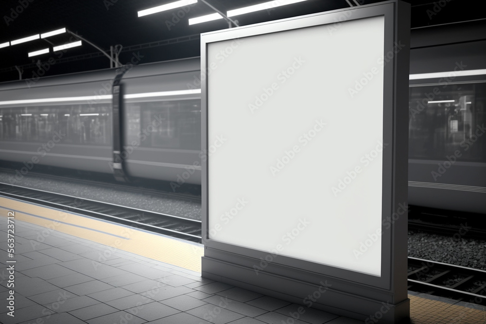Light box screen with white blank space for advertisement and hand ...