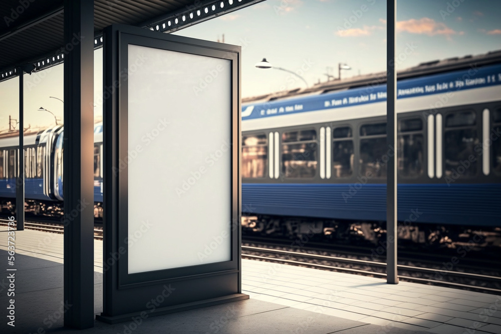 Light box screen with white blank space for advertisement and hand ...