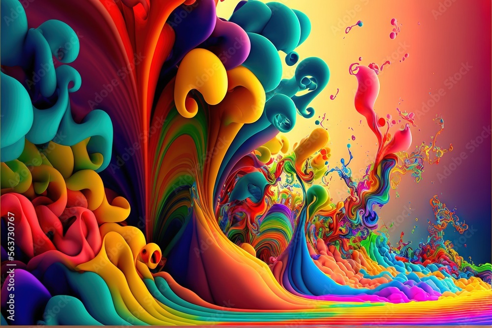a colorful abstract painting with a lot of colors on it's surface and a ...