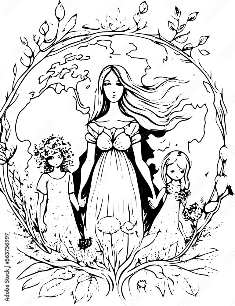 children, coloring, page, easter, earth, climate, change, flowers ...