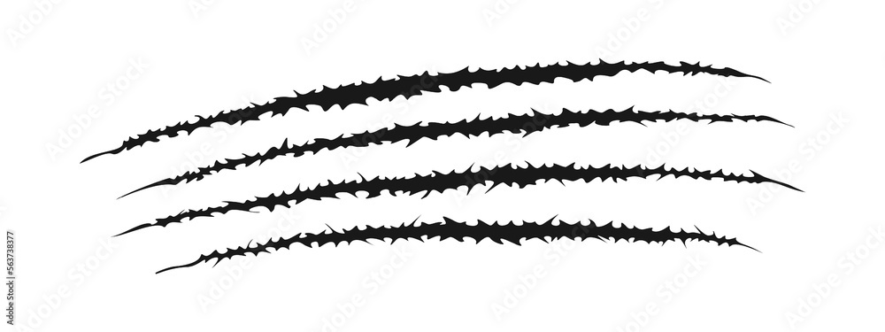 Scratch claw mark icon. Long trail of wild animal, monster or dinosaur ...
