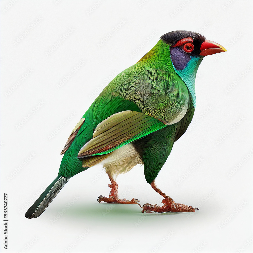 Common Green Magpie full body image with white background ultra ...