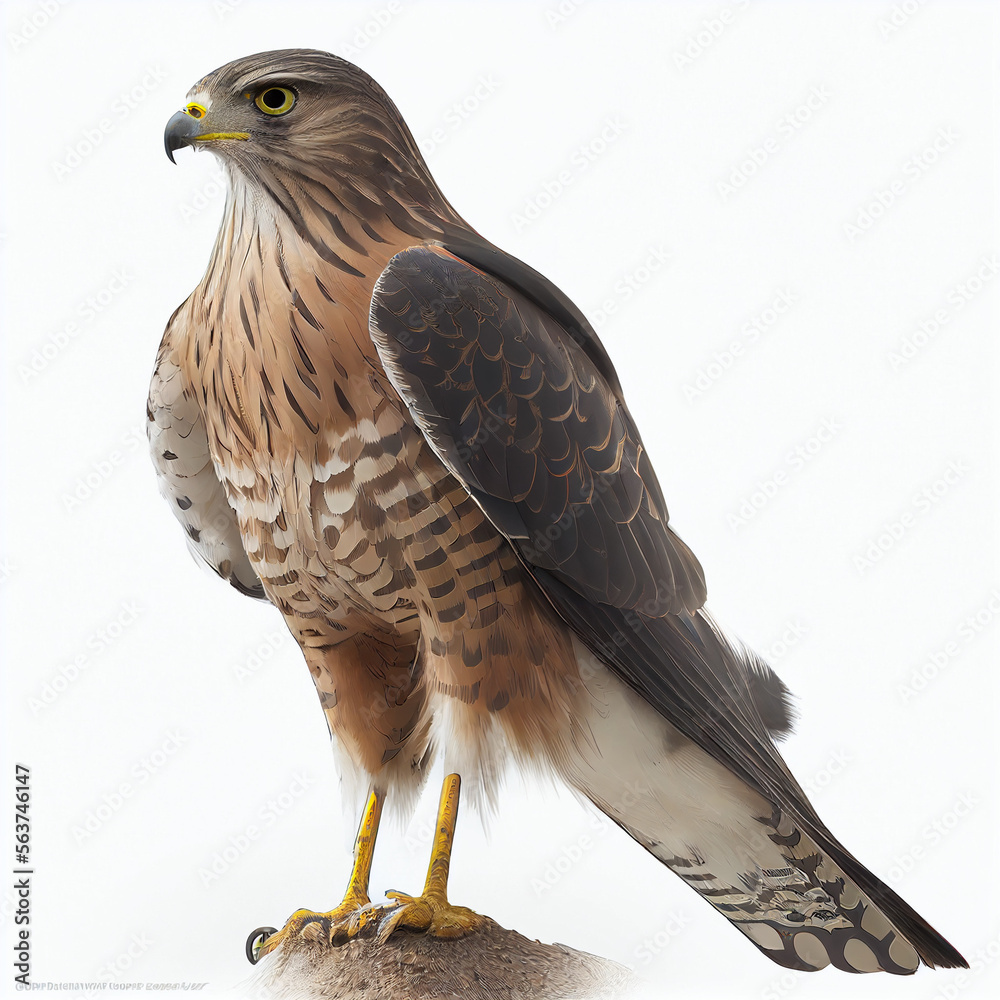 Cooper’s Hawk full body image with white background ultra realistic ...