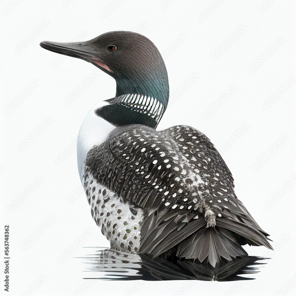 Common Loon full body image with white background ultra realistic Stock ...
