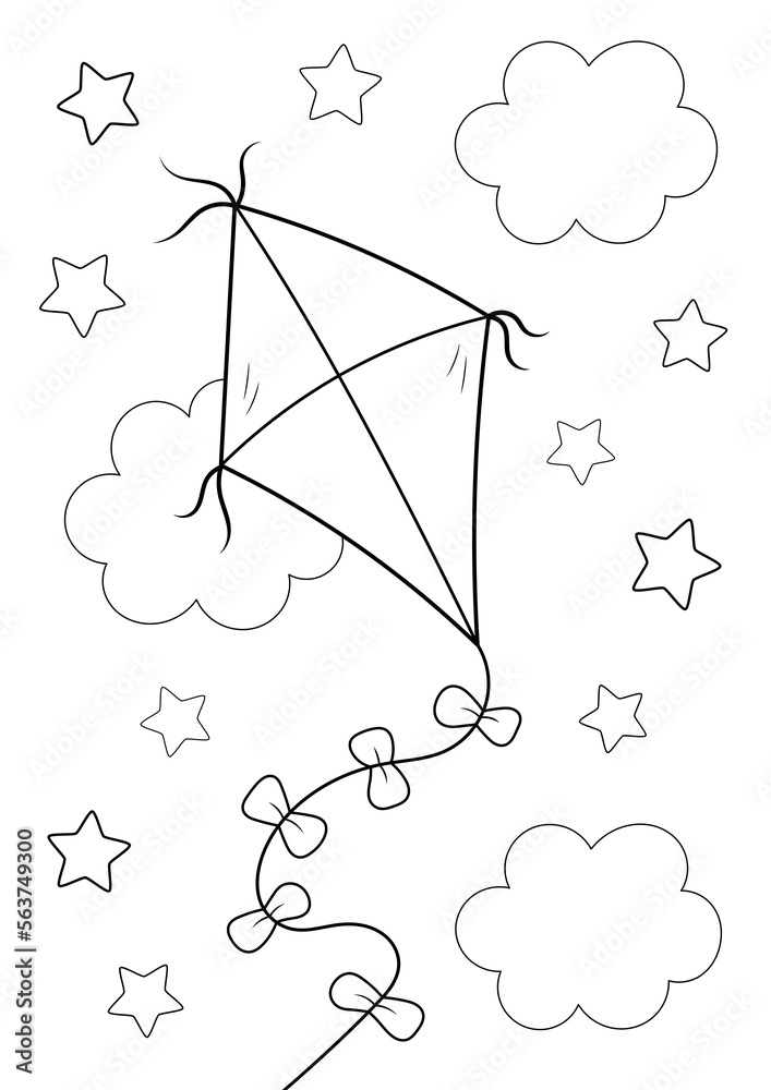 kite in the sky coloring page. you can print it on a4 size paper Stock ...