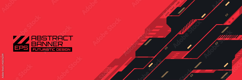 Abstract futuristic banner, cyberpunk background vector with HUD shapes ...