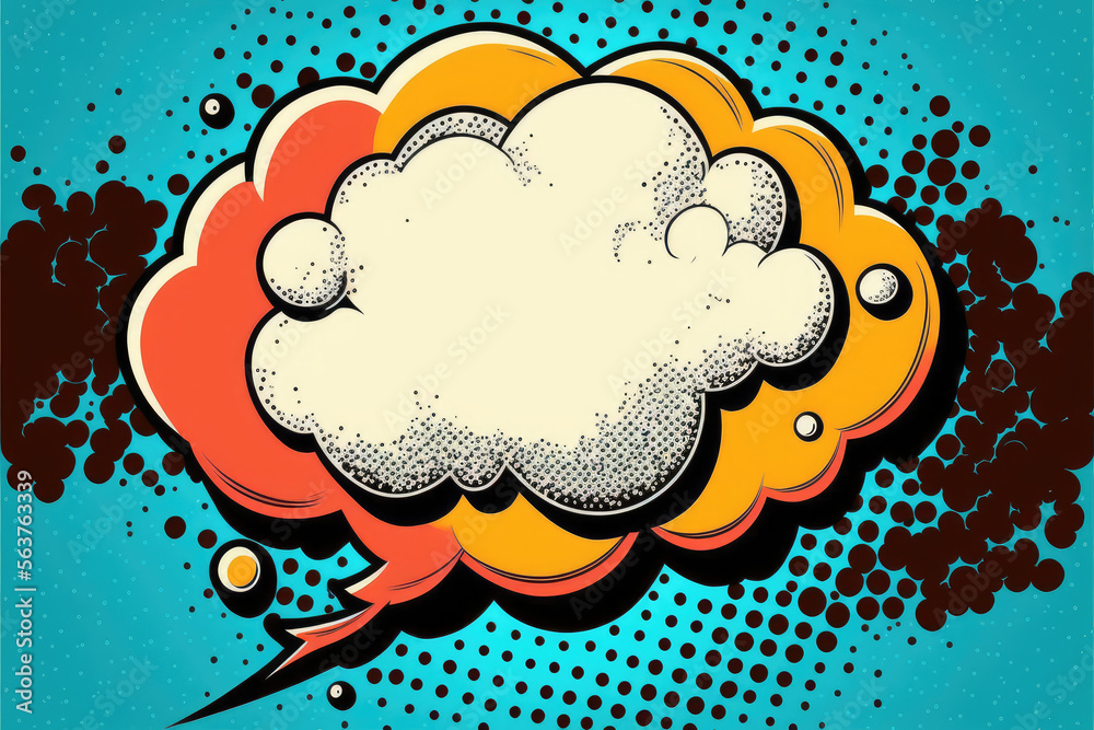 Pop Art Cloud Bubble - Empty, Funny Speech Bubble with trendy colorful ...