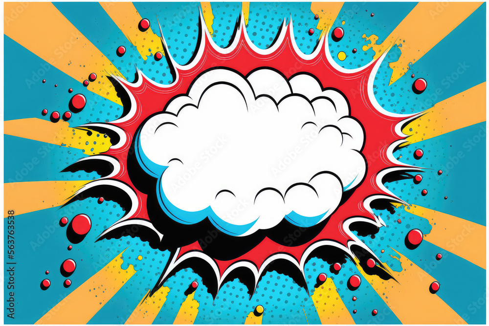 Pop Art Cloud Bubble - Empty, Funny Speech Bubble with trendy colorful ...