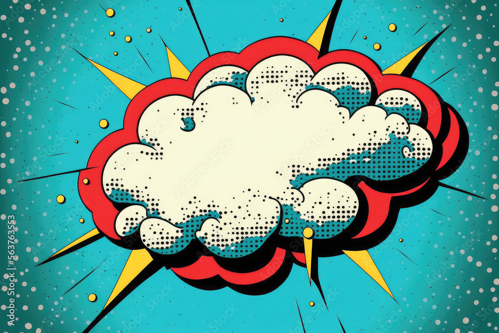 Pop Art Cloud Bubble - Empty, Funny Speech Bubble with trendy colorful ...