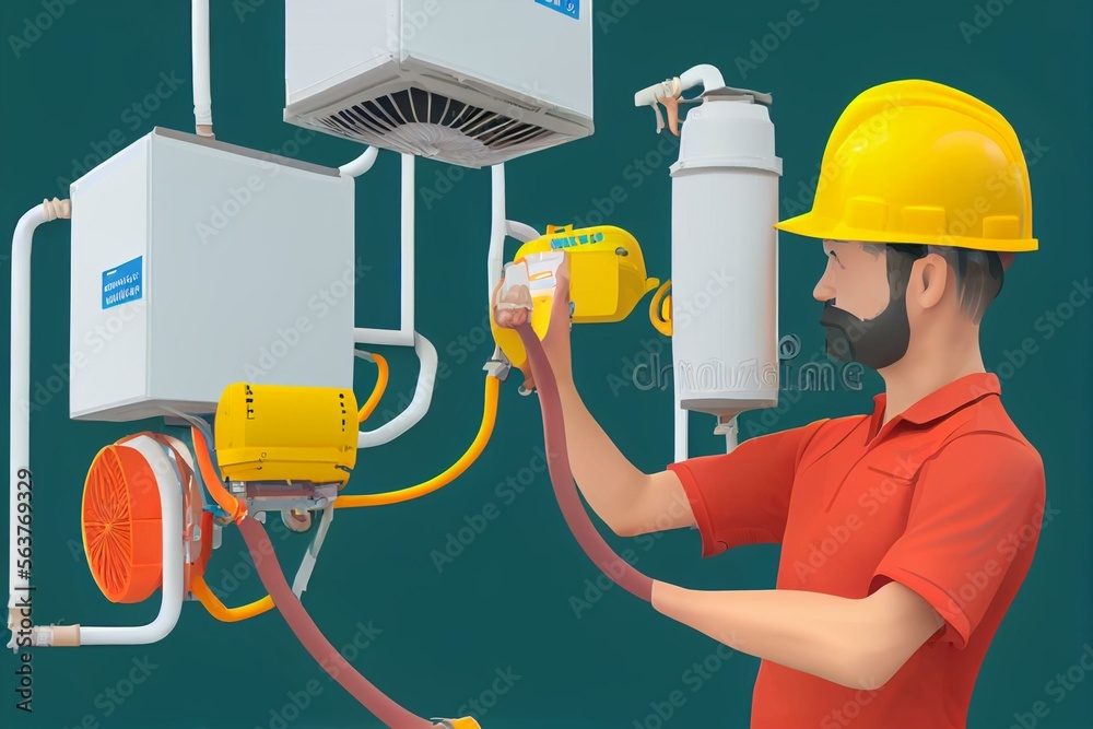 HVAC technicians as heating or conditioning service job tiny person ...