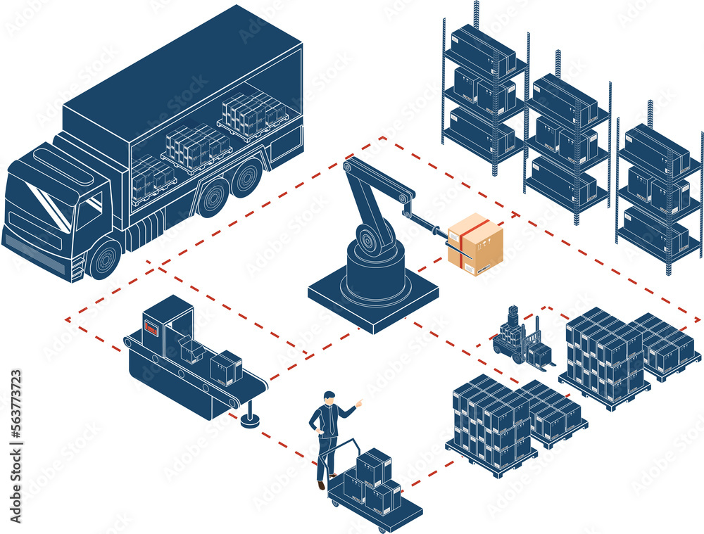 3D isometric Global logistics solutions concept with Smart Logistics ...