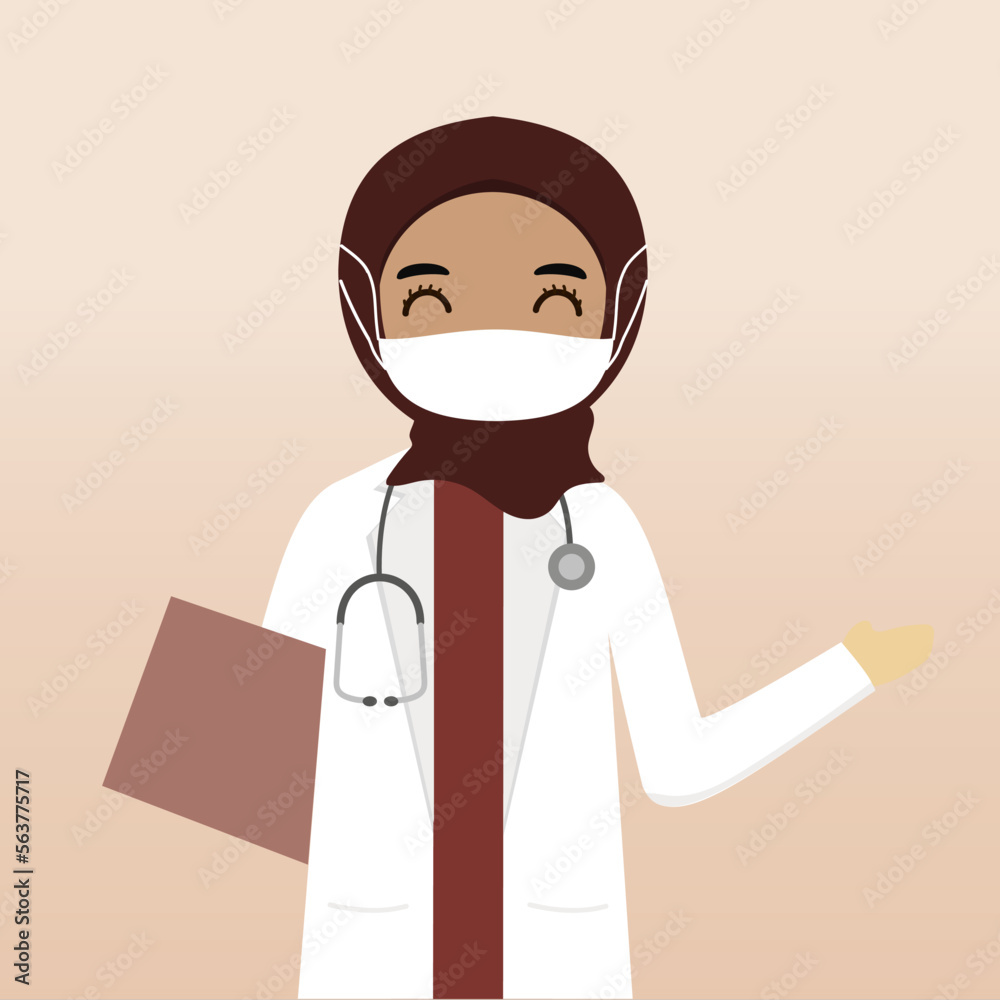 Front view muslim hijab doctor character. Doctor character creation ...