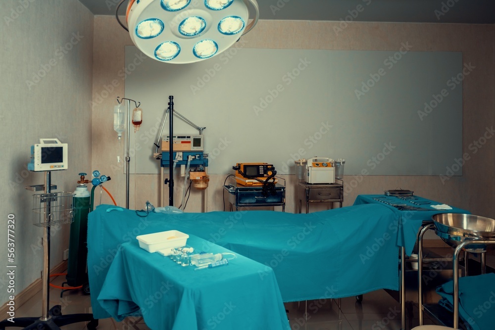 Sterile operation room in the hospital display sets of medical surgical ...