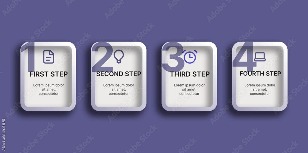Vector design of a blue infographic with four rectangle diagrams or ...