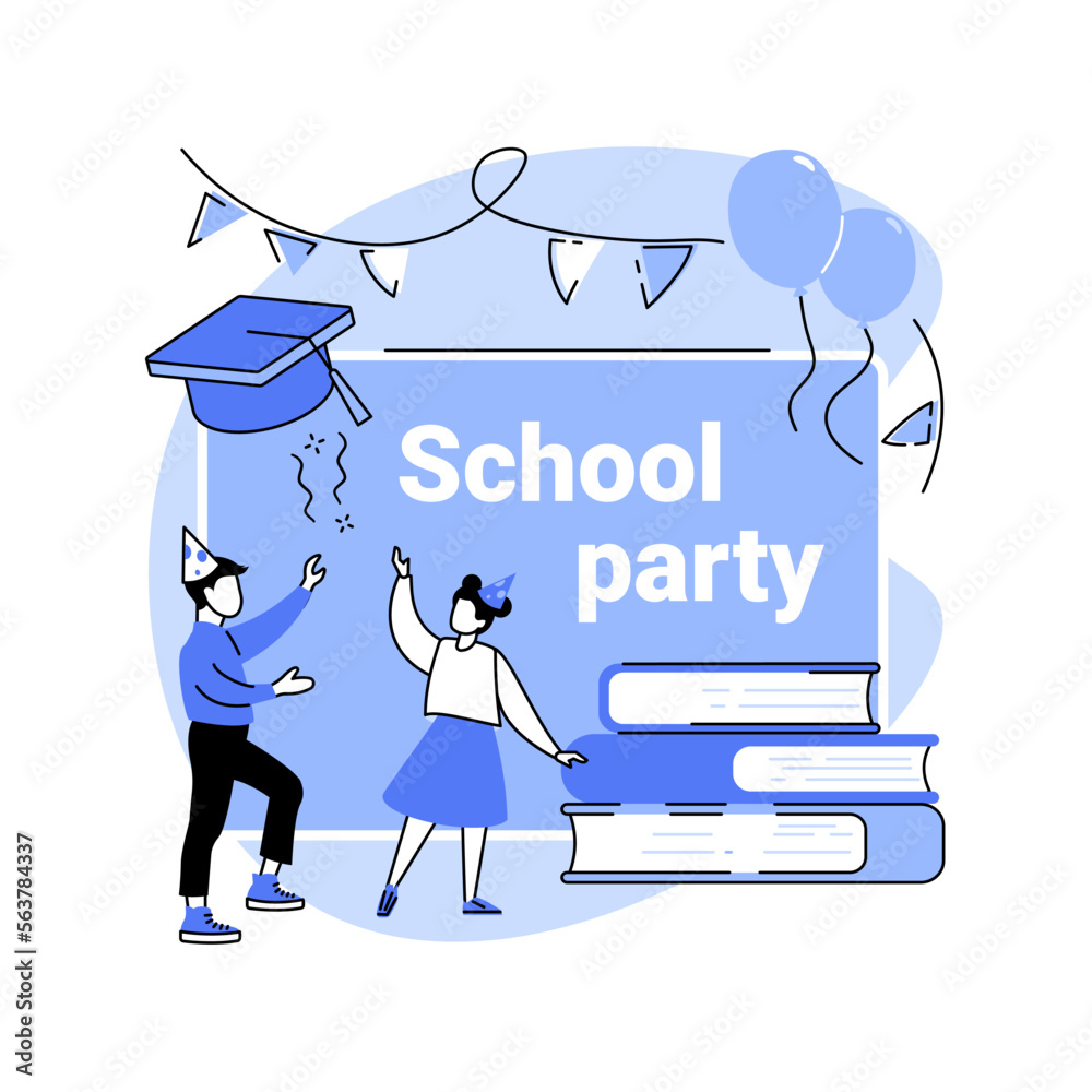 School celebration party abstract concept vector illustration. Stock ...