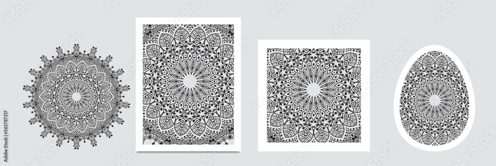 Round mandala on dreamy gradient background. Translucent mesh pattern ...