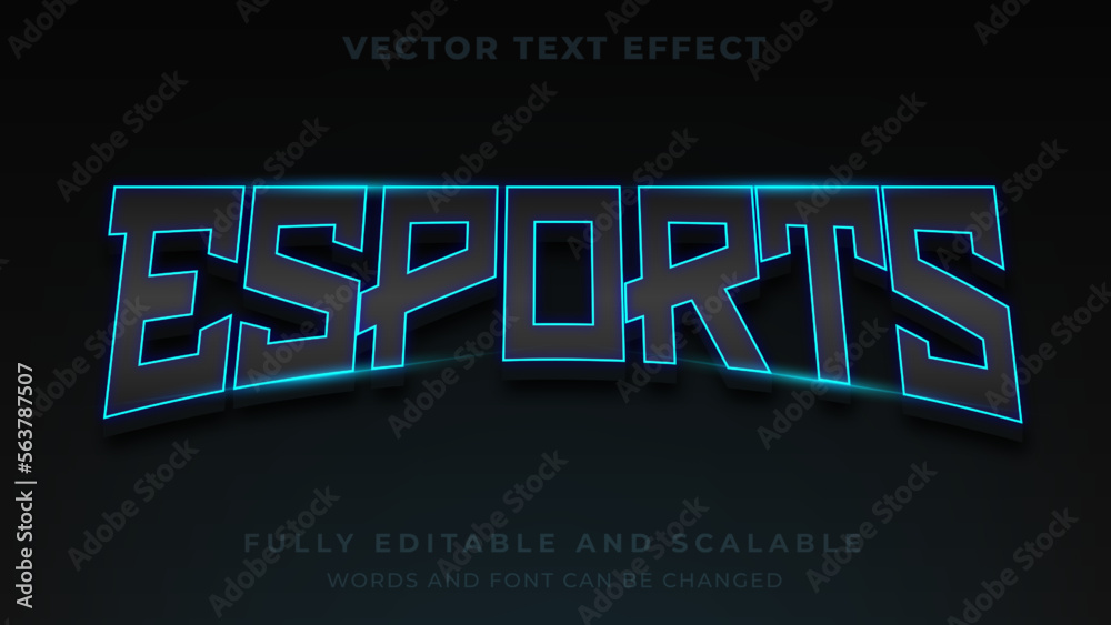 3d esport neon glowing gaming text style effect template editable text ...