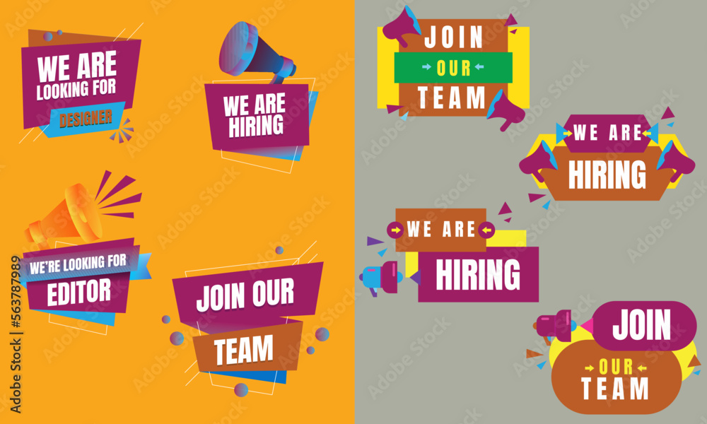 We are hiring banners, Join us, We are hiring banners pack Stock Vector ...