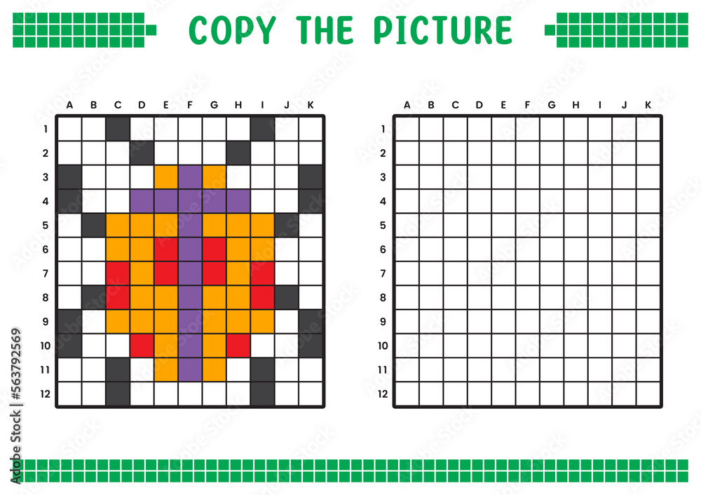 Copy the picture, complete the grid image. Educational worksheets ...