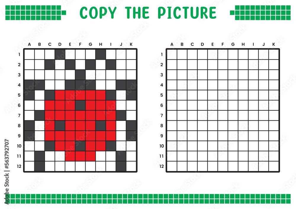 Copy the picture, complete the grid image. Educational worksheets ...
