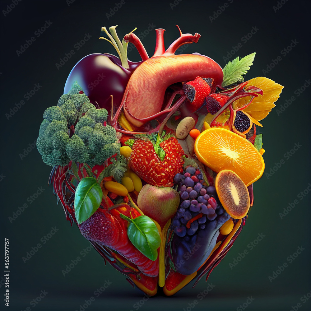 human heart made from fruits and vegetables Stock Illustration | Adobe ...