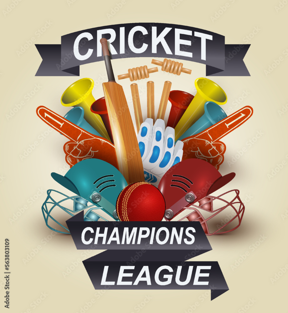 Cricket champions League poster.Sports background with cricket bat ...