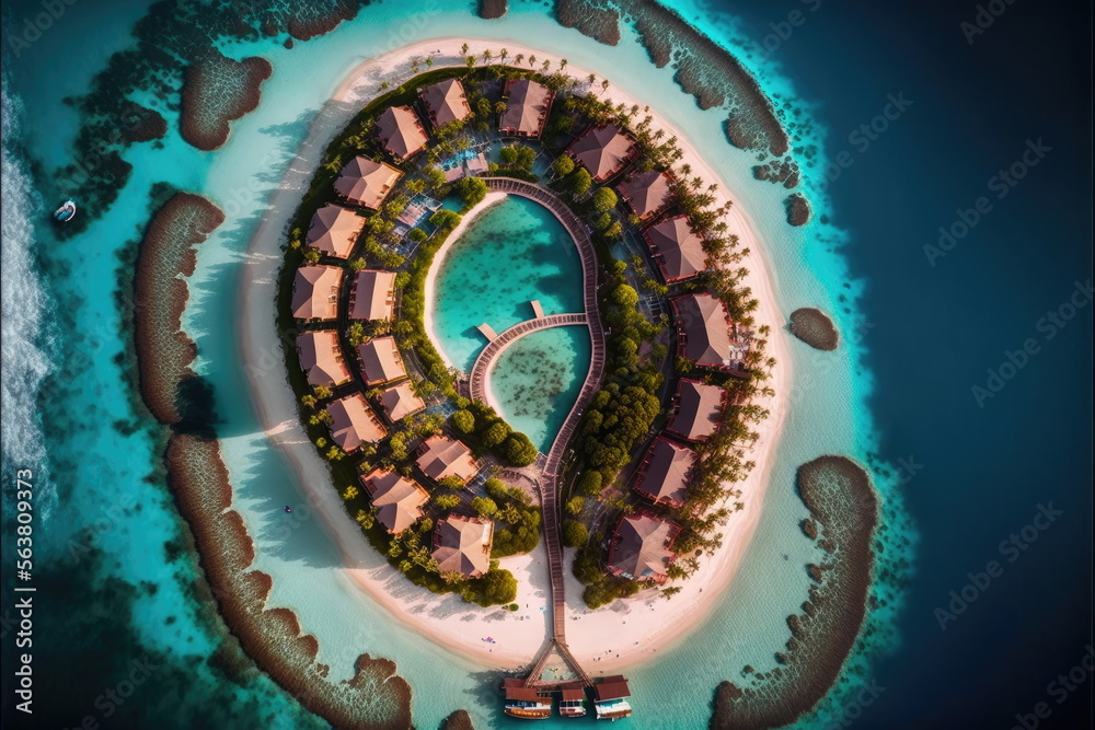maldives luxury resort, beautiful sea, hotel, blue sky, top view, Made ...