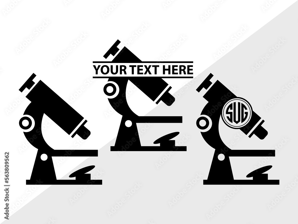 Vetor de Microscope Monogram, Microscope Silhouette, Microscope SVG ...