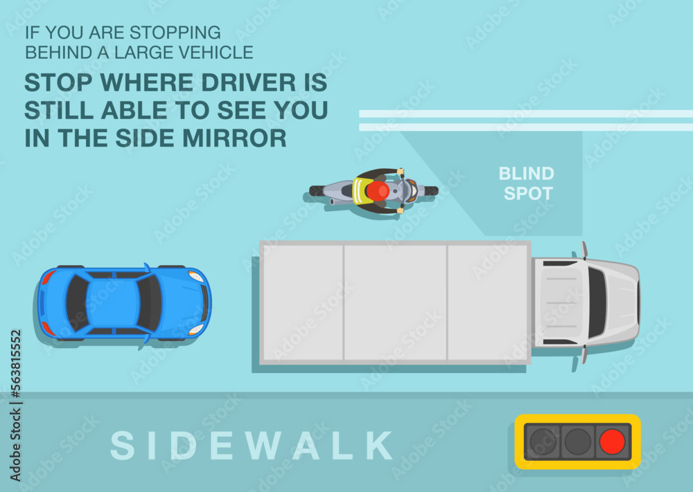 Safe motorcycle riding rules and tips. Stop where driver is still able ...