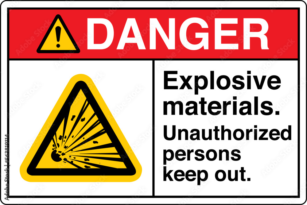 Safety Sign Marking Label Symbol Pictogram Standards Danger Explosive ...
